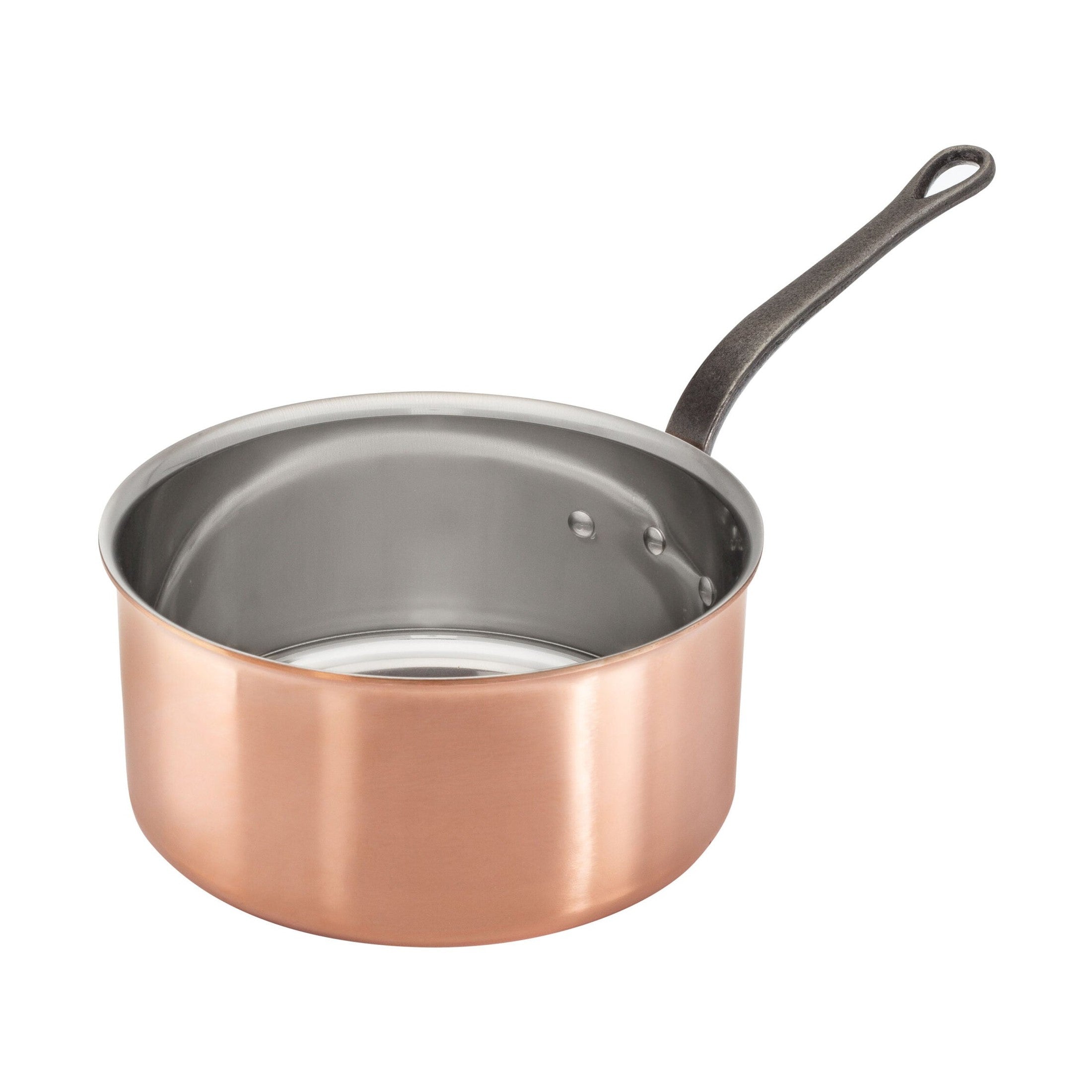 Matfer Bourgeat Copper Saucepan - 120mm, Stainless Steel Interior, Cast ...